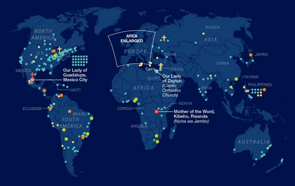 A world map of Virgin Mary apparitions | Follow Me Here…